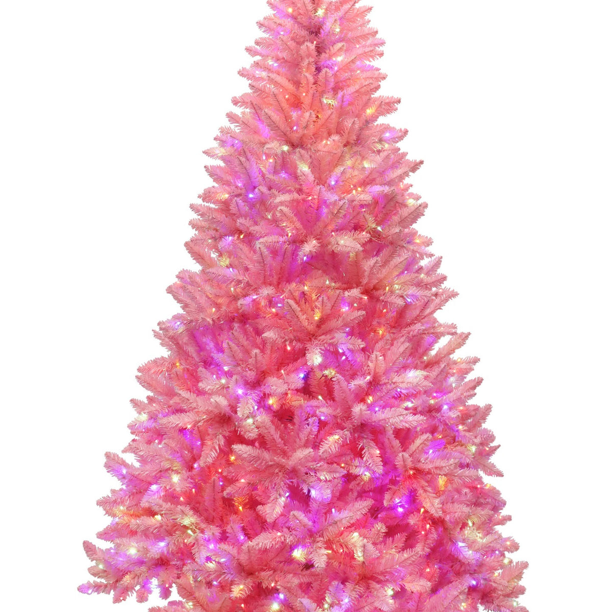 Puleo International 7.5ft Pre-Lit Evergreen Spruce Shiny Pink Tree wit ...