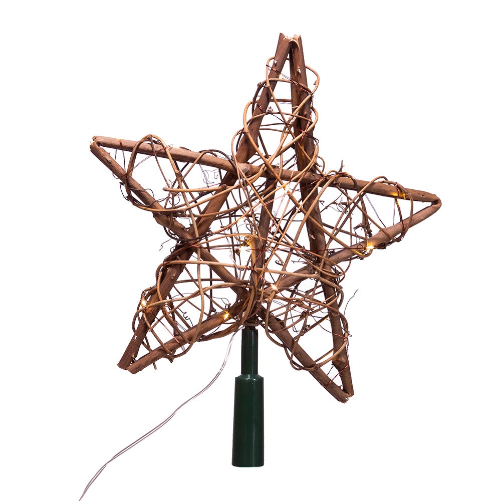 Kurt Adler 20-Light Fairy Light Natural Rattan Star Tree Topper #AD2601 ...