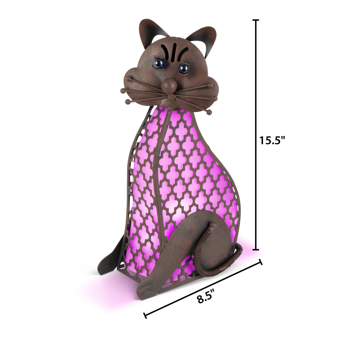 15.5 Inch Solar Lighted Outdoor Garden Meadow Pink Cat – House of Holiday