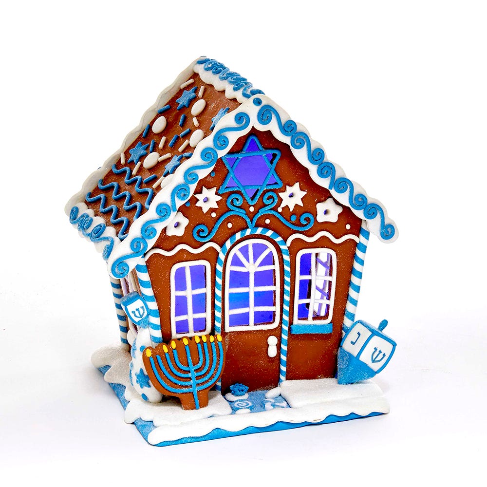 Kurt Adler 7-Inch LED Hanukkah Gingerbread House Tablepiece #D3016 ...