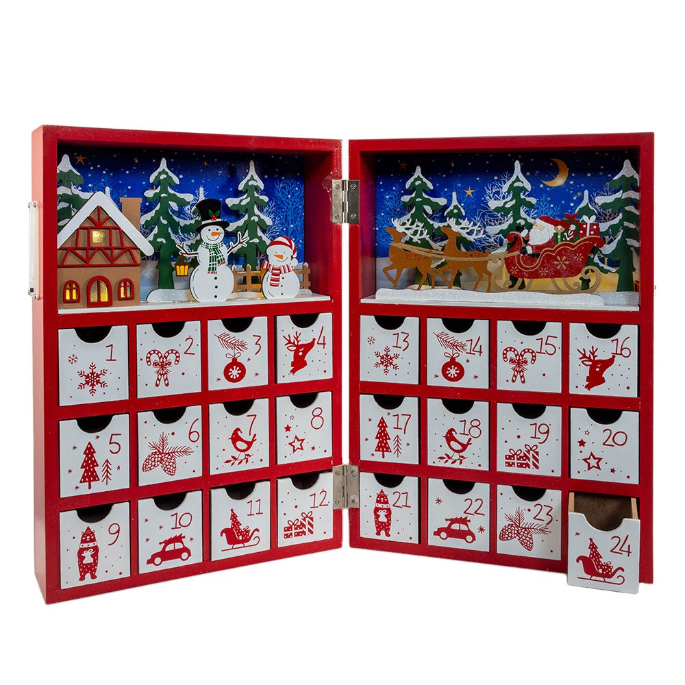 Kurt Adler 13-Inch Battery Operated Lighted Wooden Christmas Advent ...