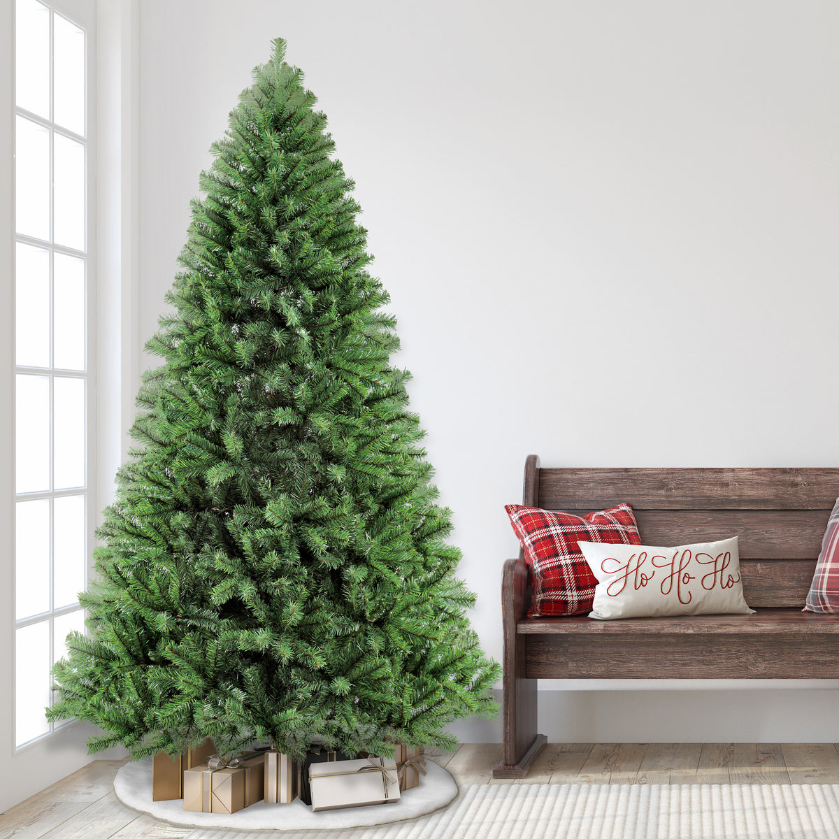 6.5 ft Northern Fir Artificial Christmas Tree with Metal Stand Green ...