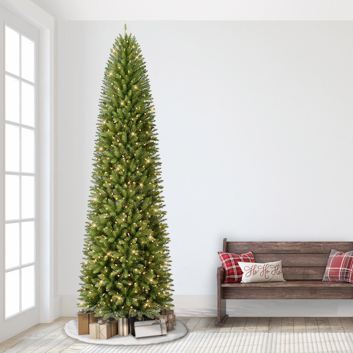10 ft Pre-Lit Fraser Fir Pencil Artificial Christmas Tree with 650 UL ...