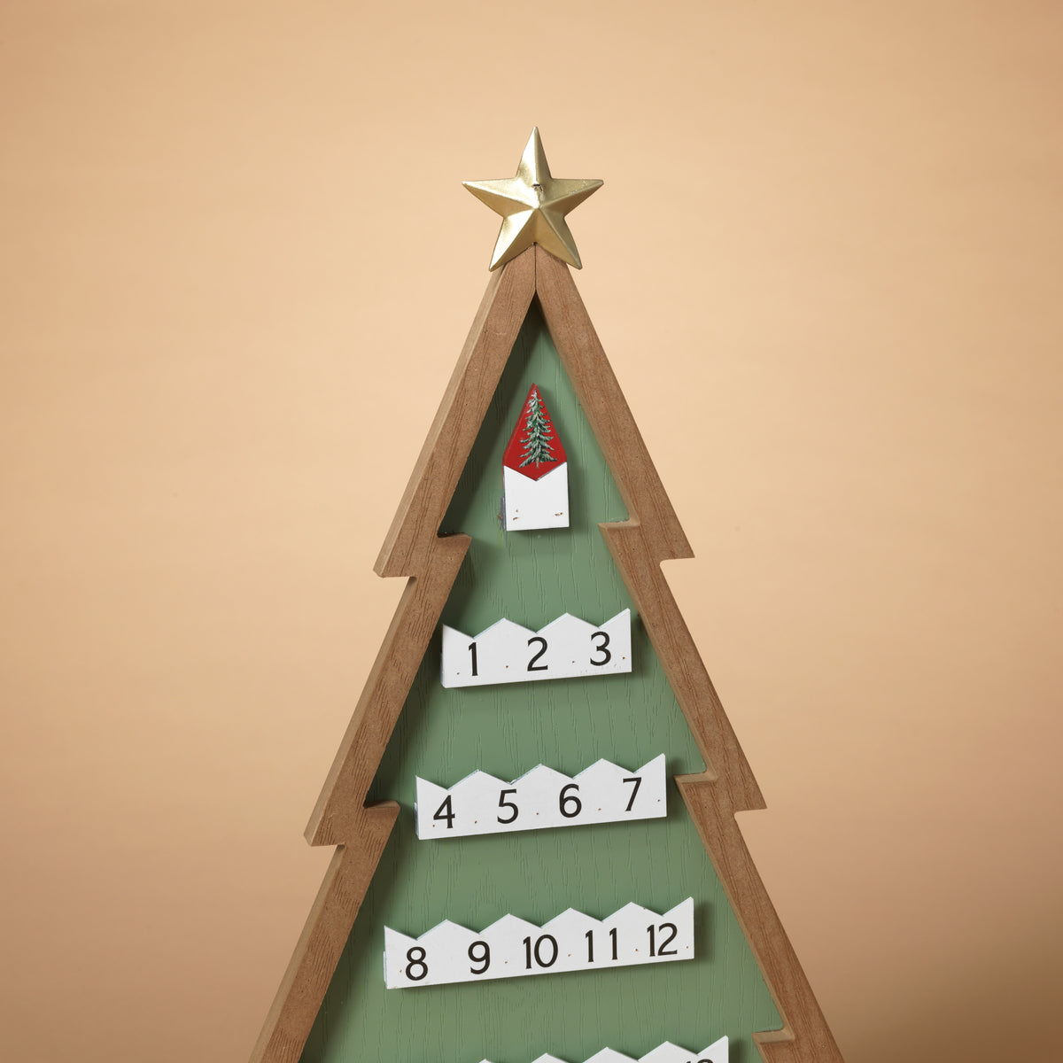Artisanal 19.6 in H Wood Christmas Tree Countdown Calendar with Floral ...