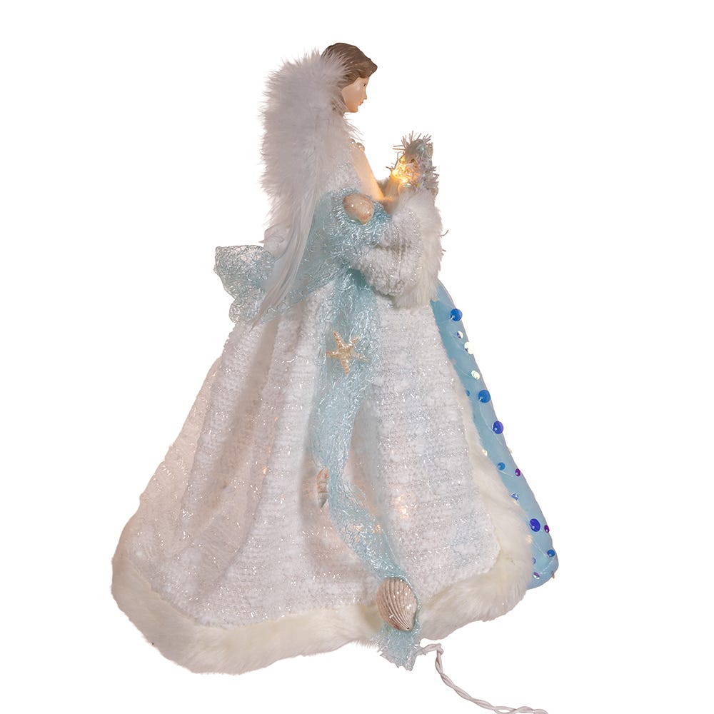 Kurt Adler 14-Inch UL 10-Light Coastal Beach Angel Tree Topper #UL2245 ...