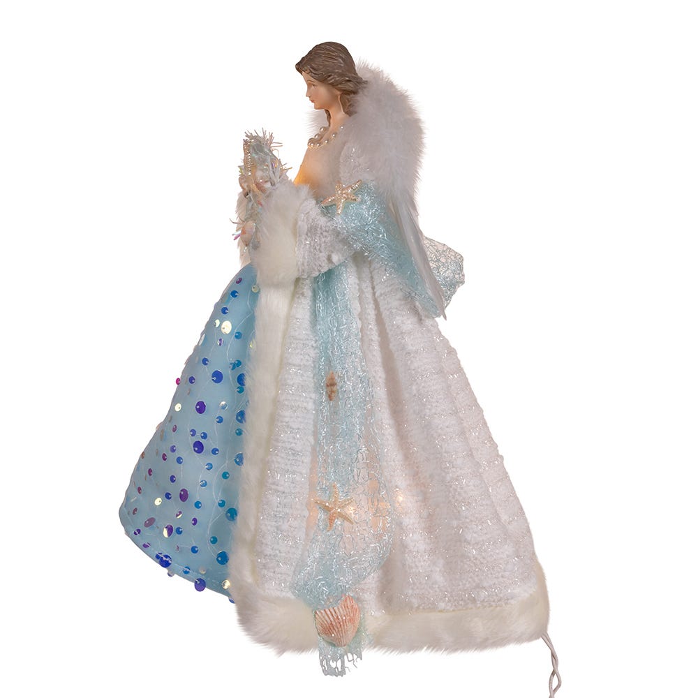 Kurt Adler 14-Inch UL 10-Light Coastal Beach Angel Tree Topper #UL2245 ...