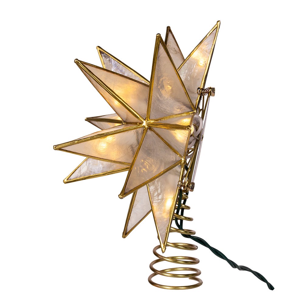 Kurt Adler 10-Light LED 15-Point Gold Sputnik Capiz Tree Topper # ...