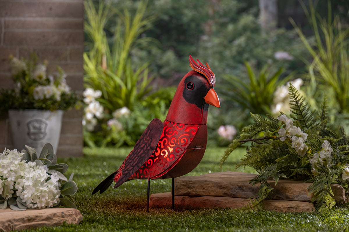 15.75 in. Solar Powered Metal Red Cardinal Garden Decor – House of Holiday