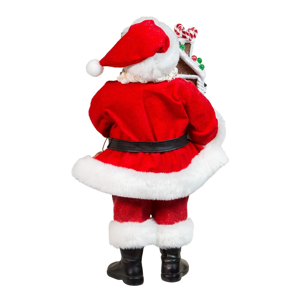 Kurt Adler 11-Inch Battery-Operated Santa with Light-Up Gingerbread ...