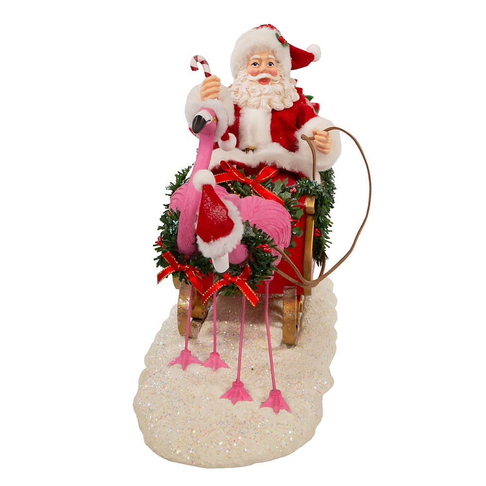 Kurt Adler 10-Inch Fabriche Flamingos Pulling Santa Sleigh FA0197 ...