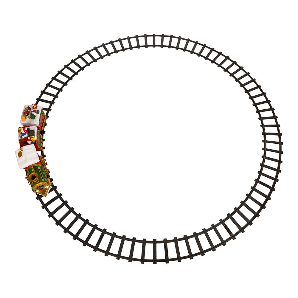 Kurt Adler 19.7-Inch Battery-Operated Light Up Musical Santa Train Set ...