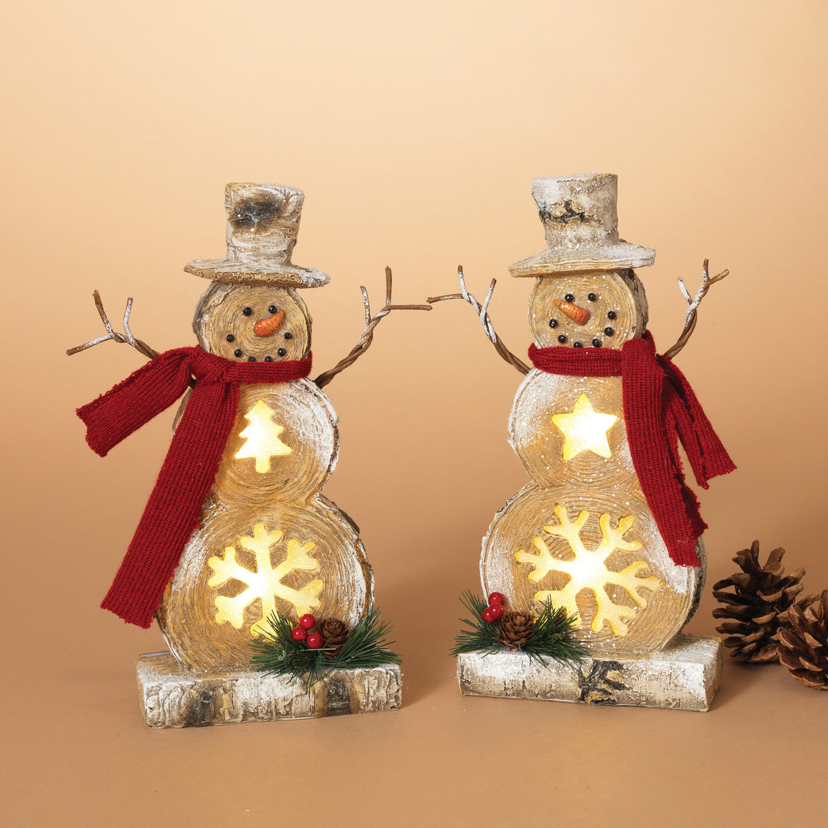 Battery-Operated Lighted Resin Snowman Figurines (Set of 2) – House of ...